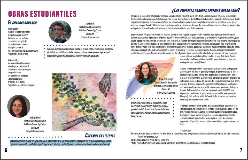 Three BC students featured in national Spanish magazine - Bethlehem ...