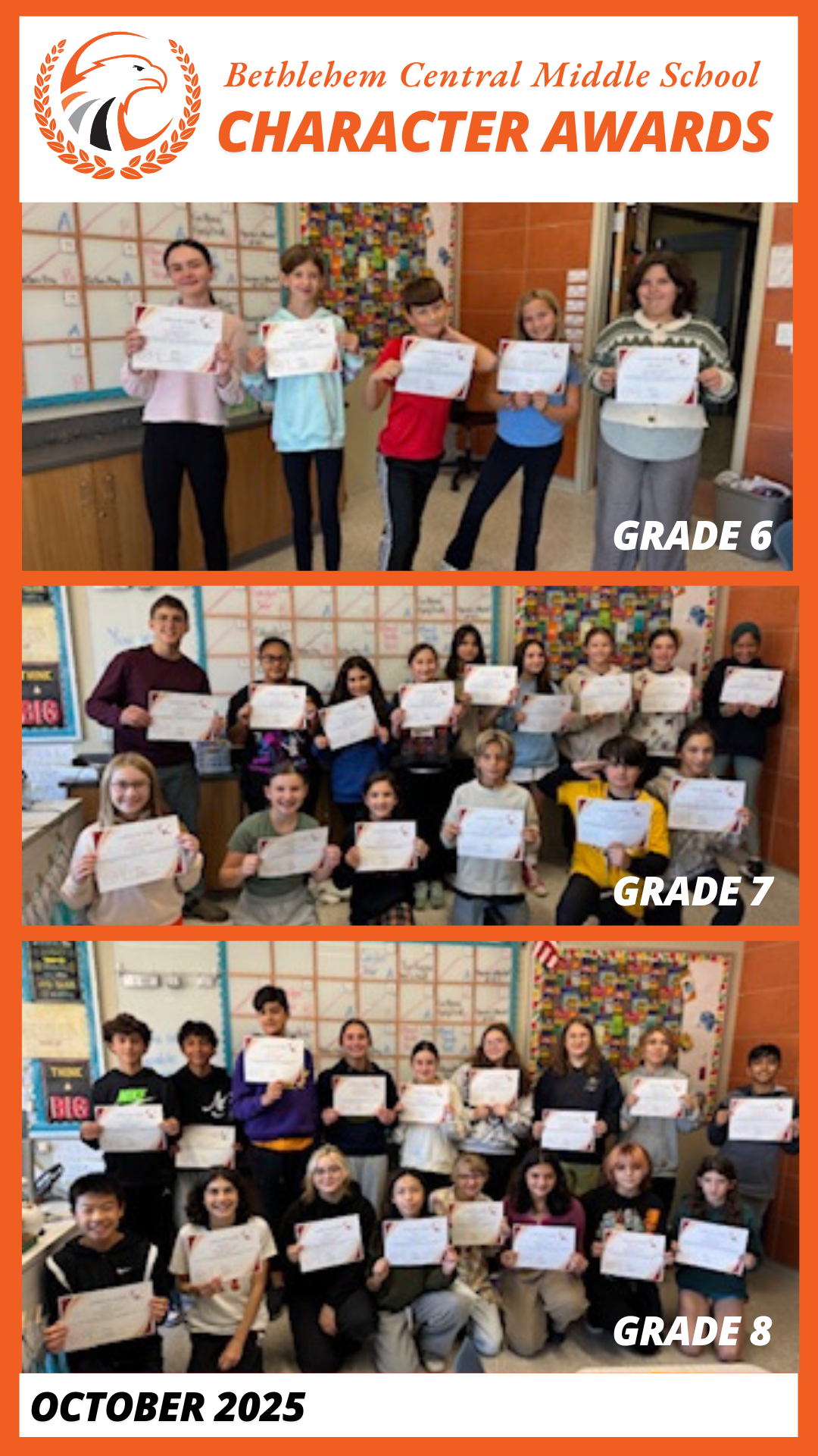 42 middle school students earn character awards - Bethlehem Central ...